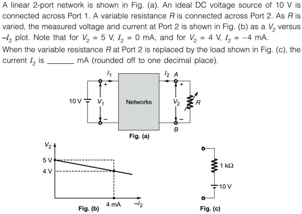 [GET ANSWER] a linear 2 port network is shown in fig a an ideal dc voltage source of 10 v is ...
