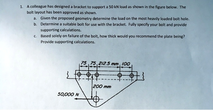 SOLVED: A colleague has designed a bracket to support a 50 kN load as ...