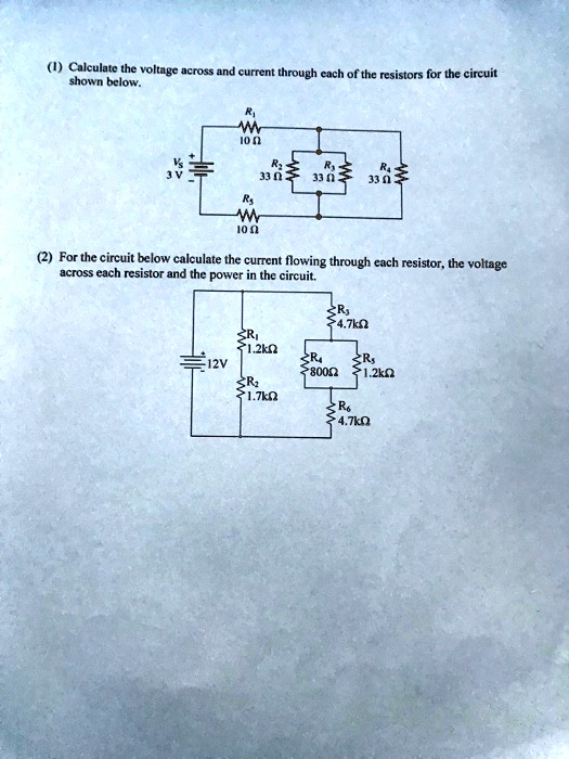 Calculate The Voltage Across And Current Through Each Of The Resistors