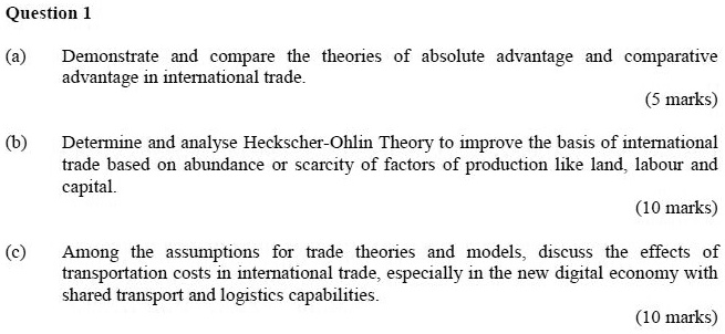 Question 1 (a) Demonstrate and compare the theories of absolute ...