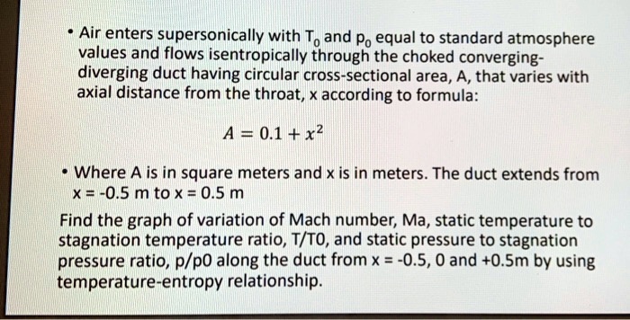 SOLVED: Air enters supersonically with T and p equal to standard ...