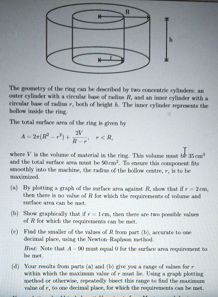 SOLVED: The geometry of the ring can be described by two concentric ...