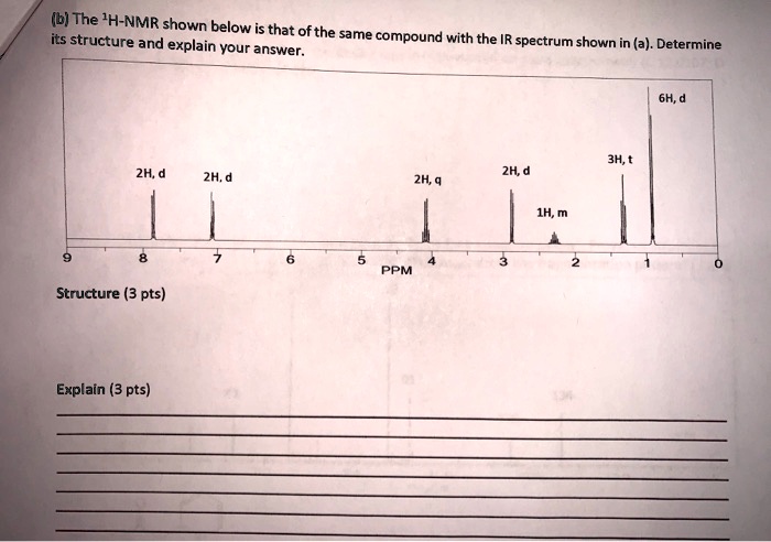 SOLVED: (6) The IH-NMR shown below that of the structure and explain your = same compound with ...