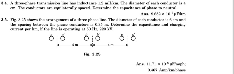3.4. A three-phase transmission line has inductance 1.2 mH/km. The ...