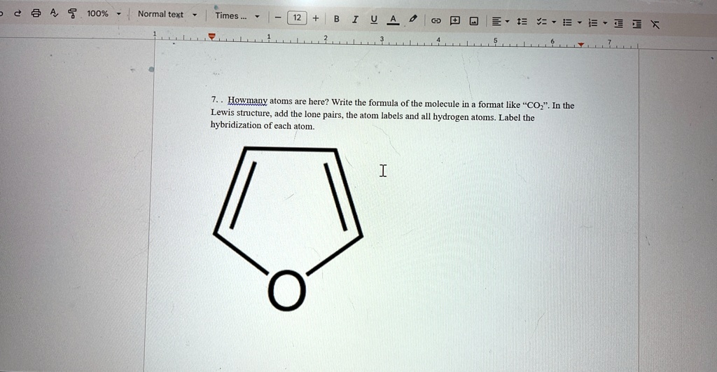 7 howmany atoms are here write the formula of the molecule in a format ...