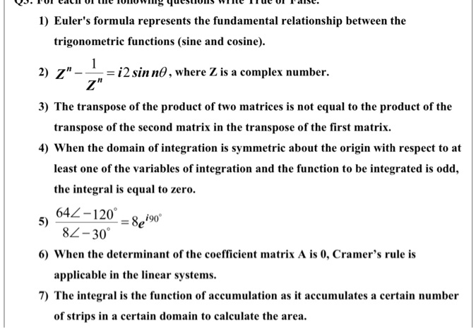 SOLVED: Euler's formula represents the fundamental relationship between ...