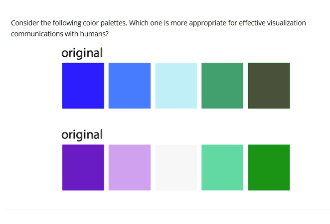 Consider the following color palettes. Which one is more appropriate ...