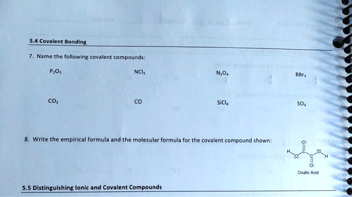 SOLVED: 5.4 Covalent Bonding Name the following covalent compounds: P,o ...