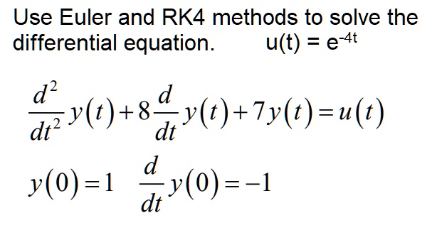use euler and rk4 methods to solve the differential equation ut e 4t d2 ...