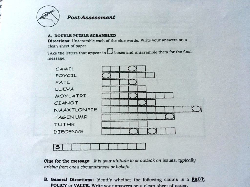 Directions Unscramble Each Of The Clue Words Write Your Answers On A Directions Unscramble Each Of The Clue Words Write Your Answers On A