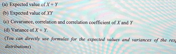 expected value of x y 6 expected value of xy covariance correlation and correlation coefficient ...