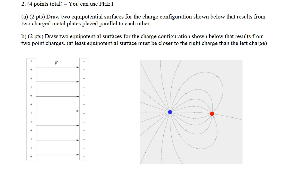 2. (4 points total) - You can use PHET (a) (2 pts) Draw two ...