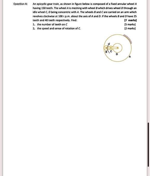 SOLVED: An epicyclic gear train, as shown in the figure below, is ...