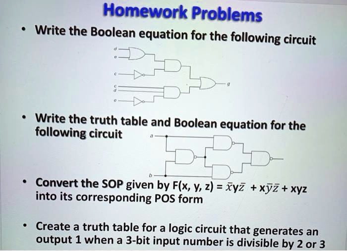 Homework Problems • Write The Boolean Equation For The Following 2628