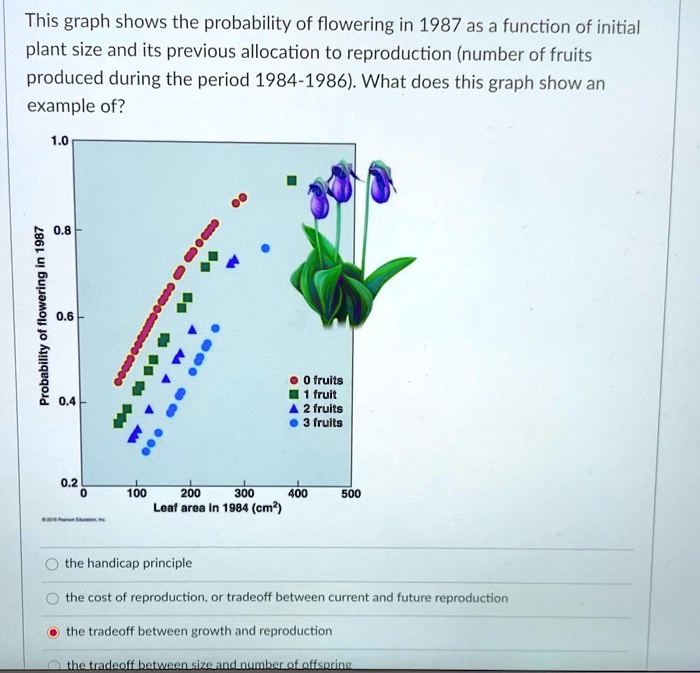 this graph shows the probability of flowering in 1987 a5 a function of ...