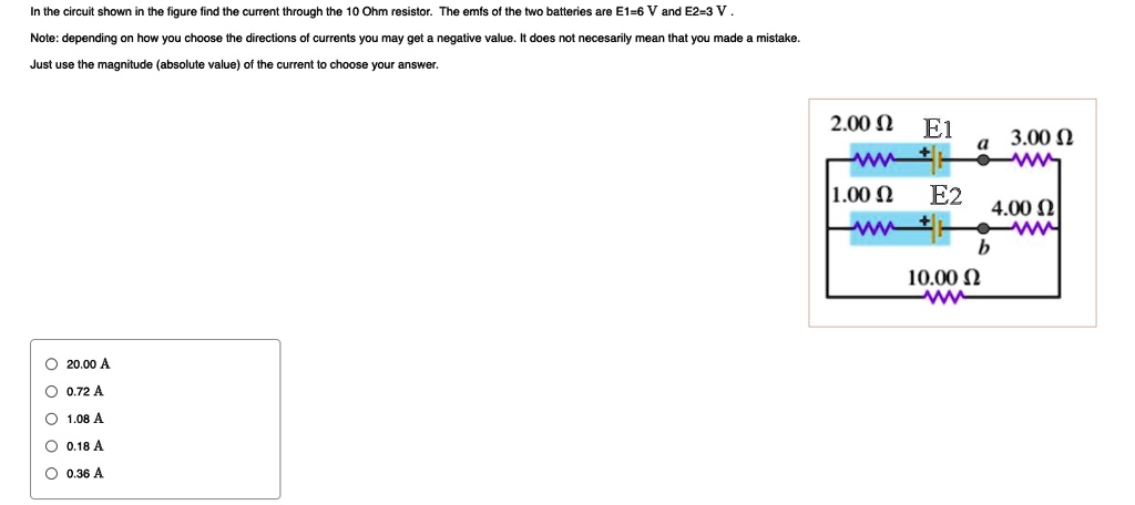 SOLVED: the circuit shown the figure Iind the current through the 10 ...