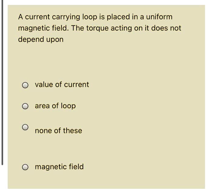 Solved A Current Carrying Loop Is Placed In A Uniform Magnetic Field
