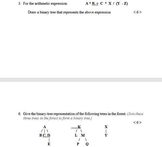 SOLVED: please answer both 3 and 6 PLEASE 3. For the arithmetic expression: A*R+C*X/Y-Z Draw a ...