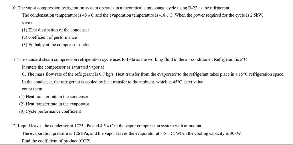 SOLVED: Please solve the refrigeration and air conditioning problems ...