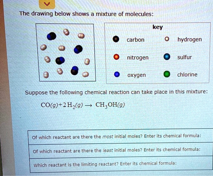 SOLVED: The drawing below shows a mixture of molecules: carbon hydrogen nitrogen sulfur oxygen ...