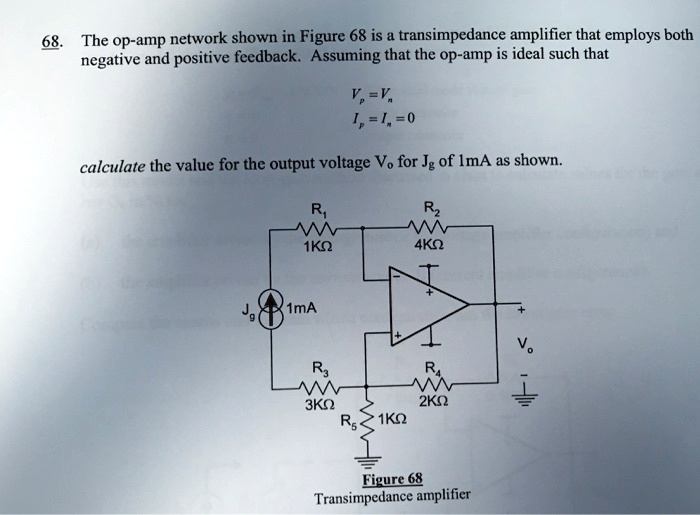 SOLVED: 68. The op-amp network shown in Figure 68 is a transimpedance amplifier that employs ...