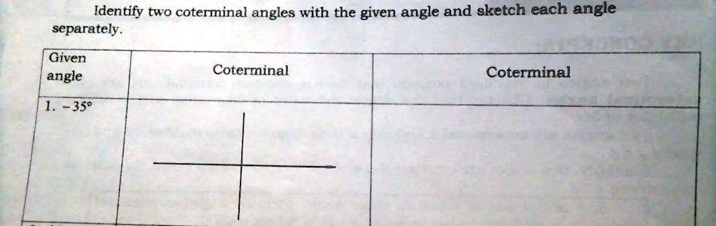 SOLVED: Identify two coterminal angles with the given angle and sketch ...