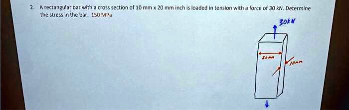 SOLVED: A rectangular bar with a cross section of 10mm x 20mm is loaded ...