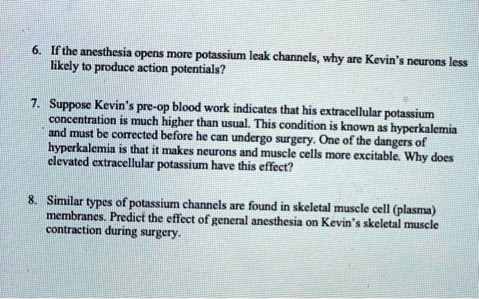 6. If the anesthesia opens more potassium leak channels, why...