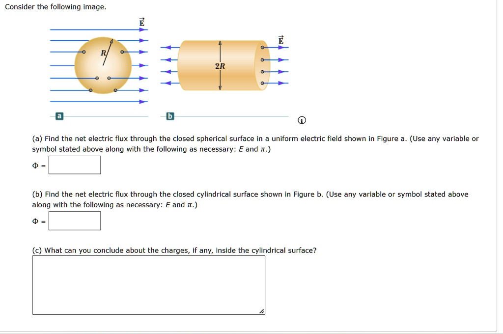 Consider the following image. (a) Find the net electric flux through ...