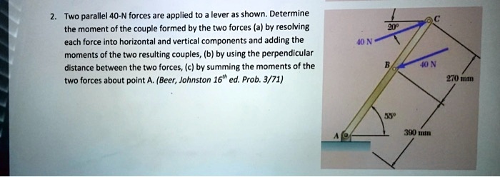 VIDEO solution: 2.Two parallel 40-N forces are applied to a lever as ...
