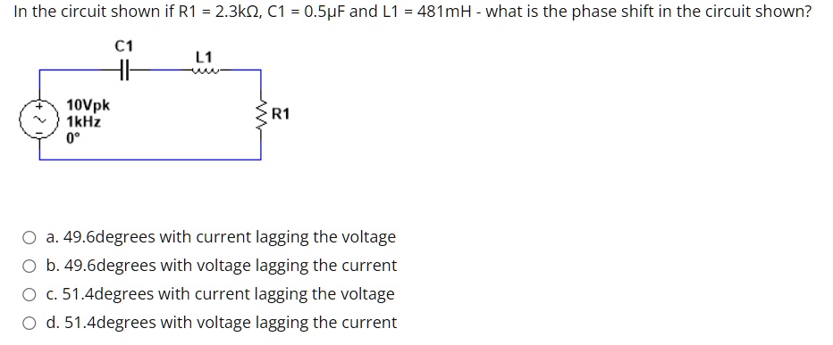 SOLVED: In the circuit shown, if R1 = 2.3kÎ©, C1 = 0.5pF, and L1 ...