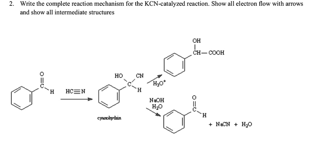 SOLVED: Write the complete reaction mechanism for the KCN-catalyzed ...