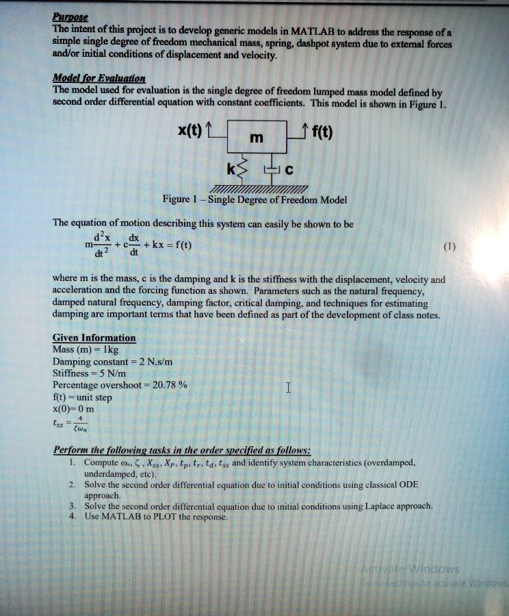 SOLVED: Purpose The intent of this project is to develop generic models ...