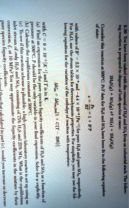 Solved Pure Species Fugacity Coefficients B Calculate The Equilibrium Constant At 500Â°c