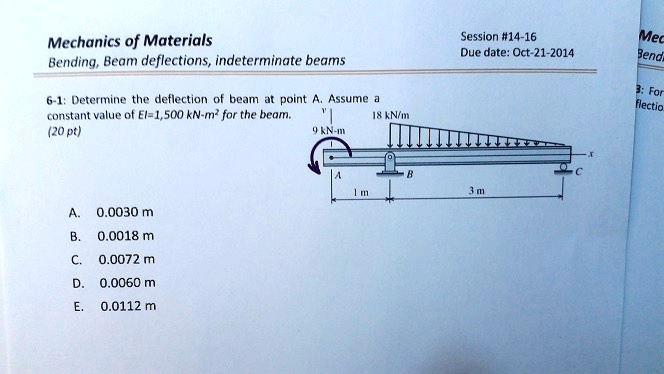 Mechanics of Materials Bending, Beam deflections, indeterminate beams 6 ...