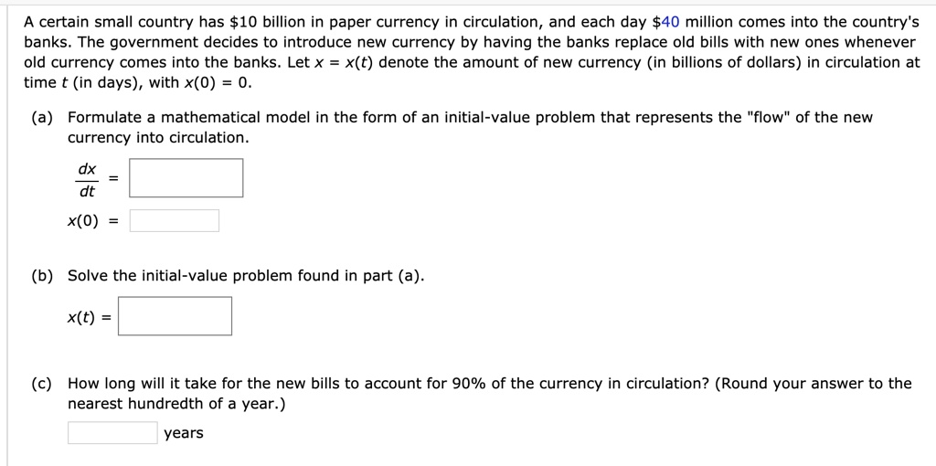 SOLVED: A certain small country has 10 billion in paper currency in ...