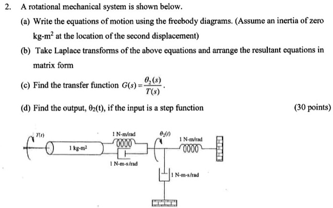 SOLVED: A rotational mechanical system is shown below. a) Write the equations of motion using ...