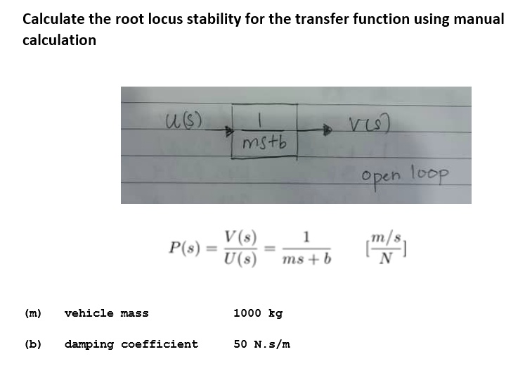 SOLVED: Calculate the root locus stability for the transfer function using manual calculation ...