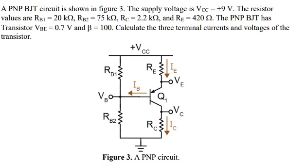 SOLVED: A PNP BJT circuit is shown in Figure 3. The supply voltage is ...