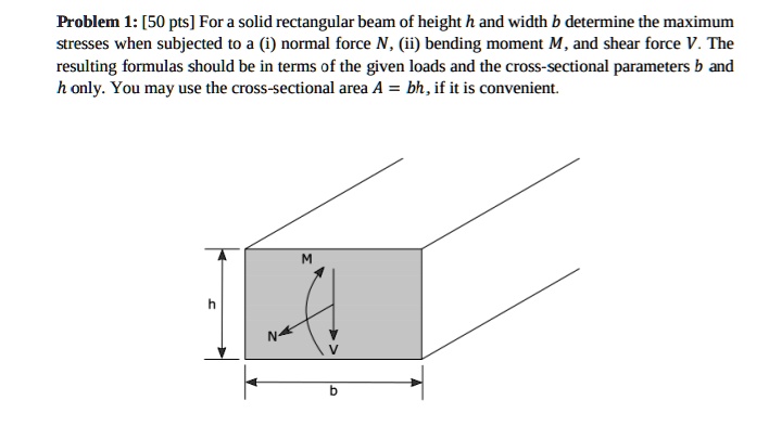 Problem 1: [50 pts] For a solid rectangular beam of height h and width ...