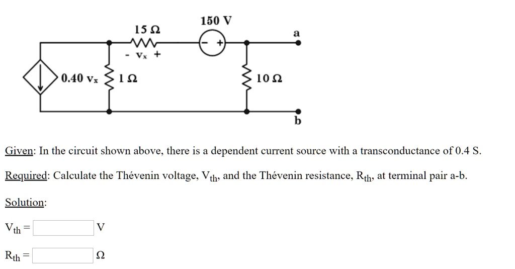 SOLVED: 150V 15 92 VM a h Given: In the circuit shown above, there is a dependent current source ...
