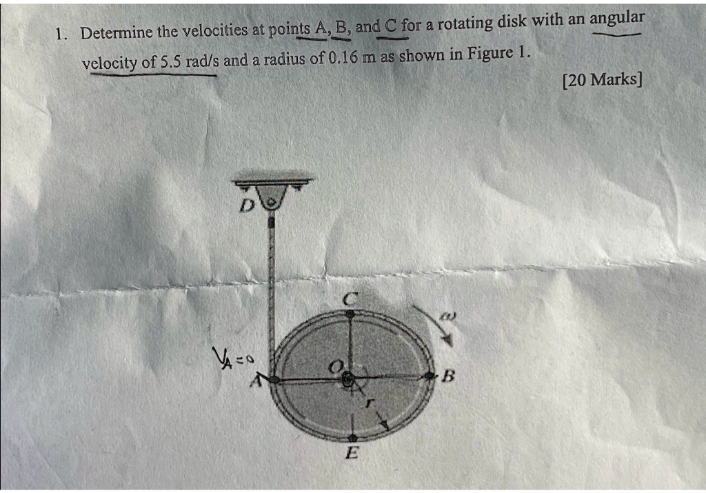 SOLVED: Determine the velocities at points A,B, and C for a rotating disk with an angular ...