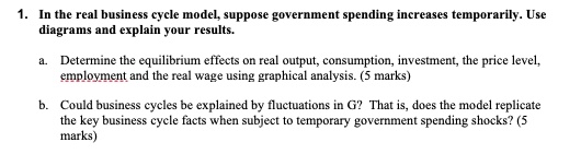 SOLVED: In the real business cycle model, suppose government spending ...