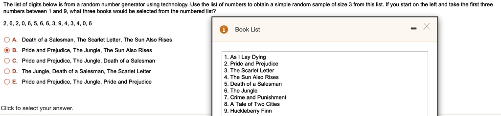 the list of digits below from random number generator using technology ...