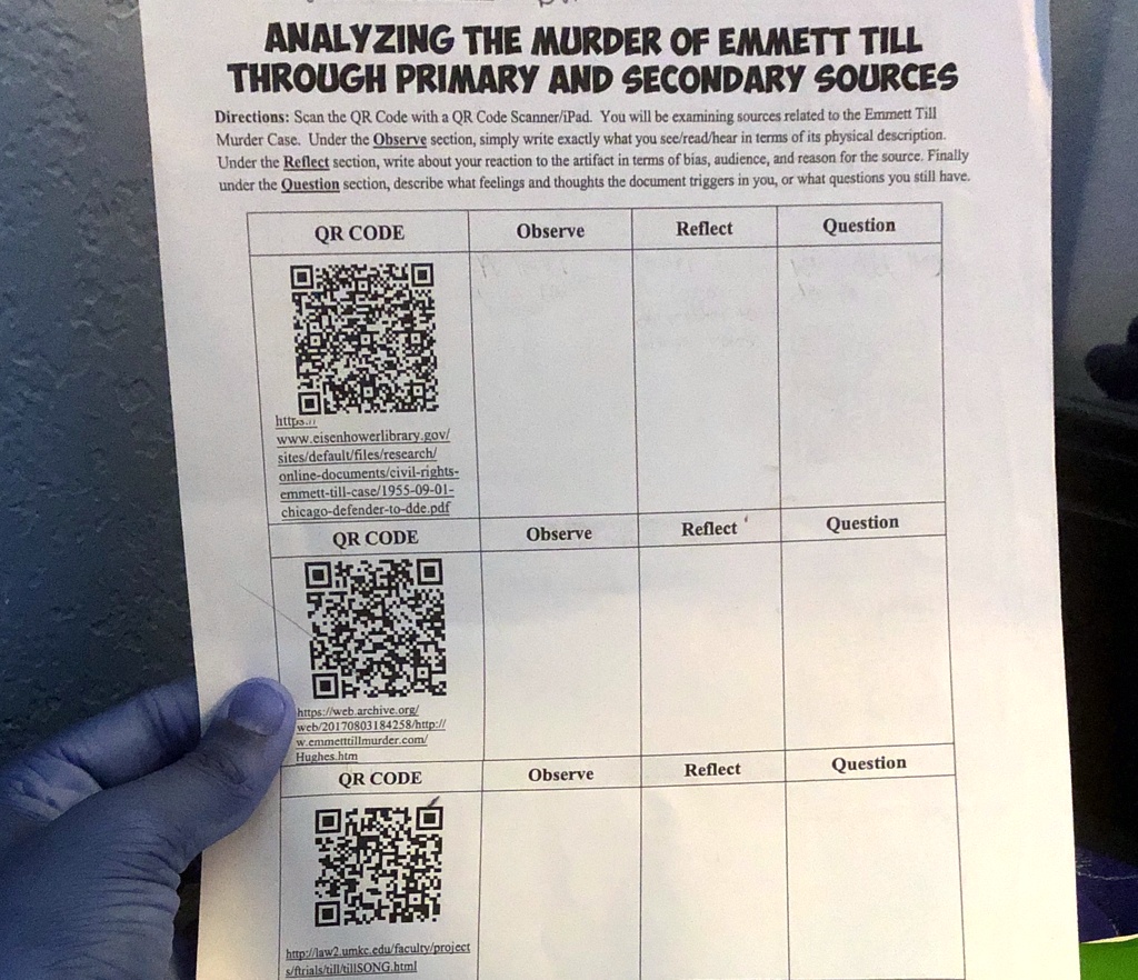 analyzing the murder of emmett till through primary and secondary sources directions scan the qr ...