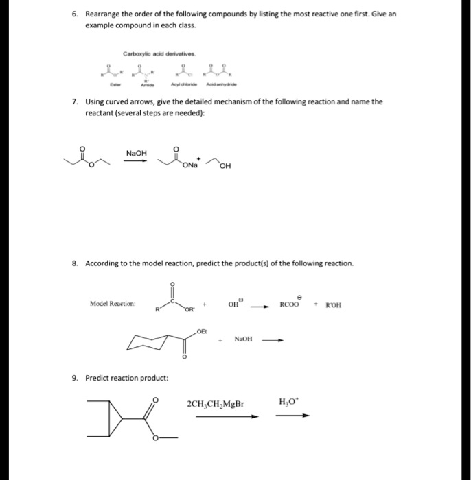 SOLVED: Rearrange the order of the following compounds by listing the ...