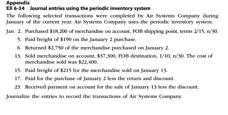 need help answering this accounting homework appendix ex 6 34 journal ...