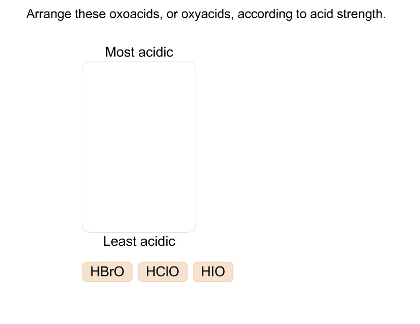 Arrange these oxoacids, or oxyacids, according to acid strength. Most ...