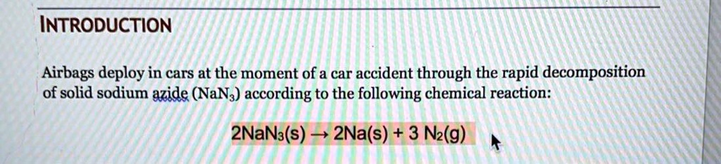 SOLVED: INTRODUCTION Airbags deploy in cars at the moment of a car ...