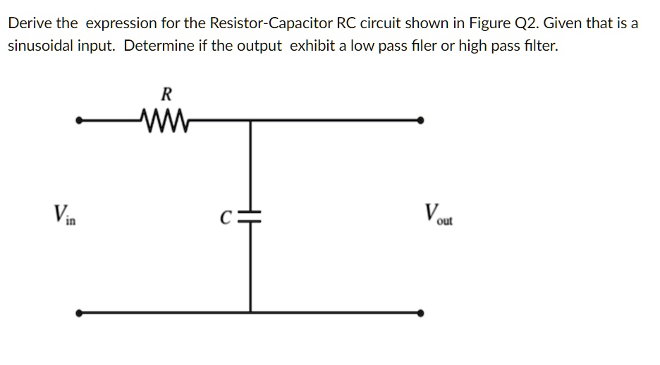 Derive the expression for the Resistor-Capacitor RC circuit shown in Figure Q2. Given that is a ...
